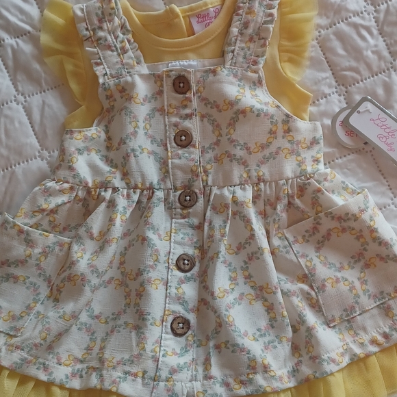 Little Lass | Dresses | Nwt Little Lass Baby Dress Yellow Floral 2pc ...